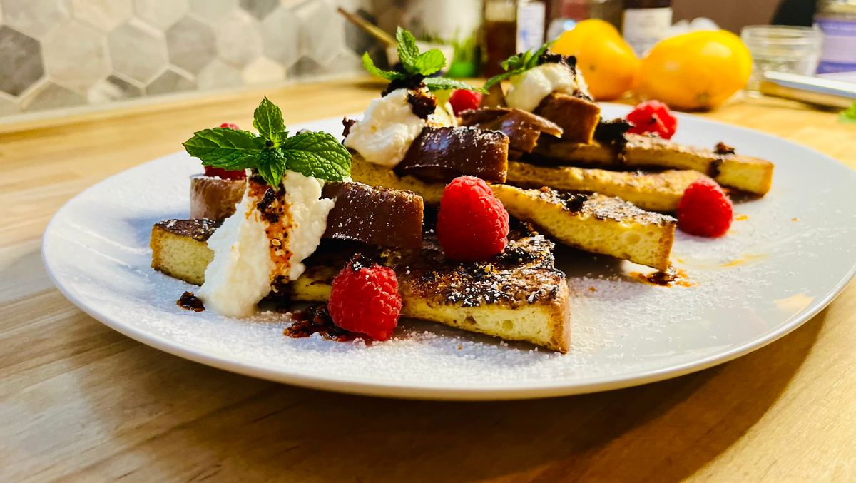 French Toast with Ricotta Whip and El Corazon– Bocado Flavor Co